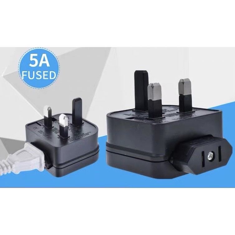 UK PLUG 3 PIN PLUG TOURISM CONVERSION PLUG WITH 5A FUSE, SOCKET ADAPTER ...