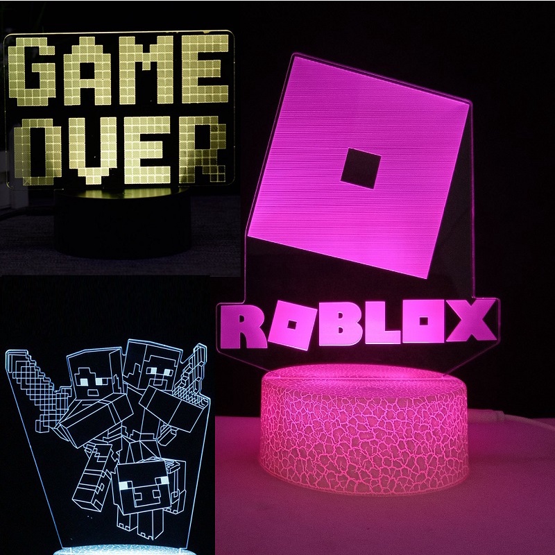 Roblox Minecraft ONE PIECE Luffy Black Base 3D Night lLight Lamp Game ...