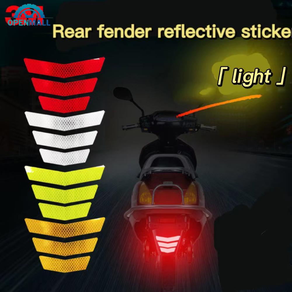 OM 3Pcs Motorcycle Stickers Reflective Warning Trapezoidal Tail Fender ...