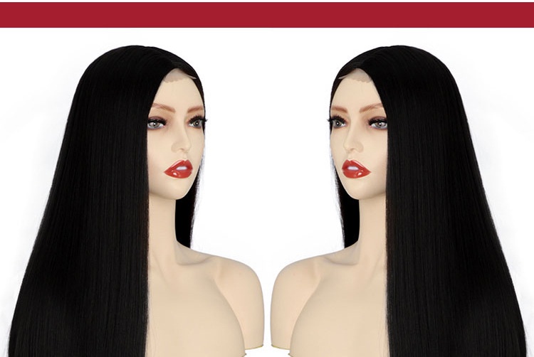 Women's wigs Front lace long straight hair wig natural realistic set ...
