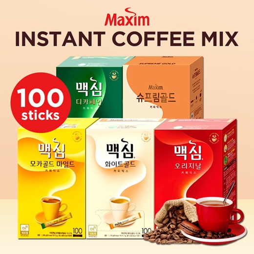 MAXIM INSTANT COFFEE 100STICKS (ORIGINAL, WHITE GOLD, MOCHA ...