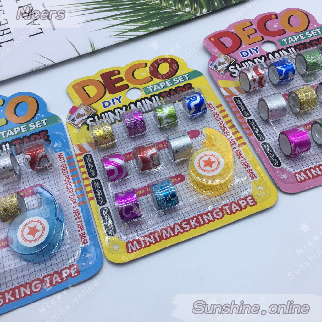 9pcs Decorative mini tape with tape dispensers DIY tape set | Shopee ...