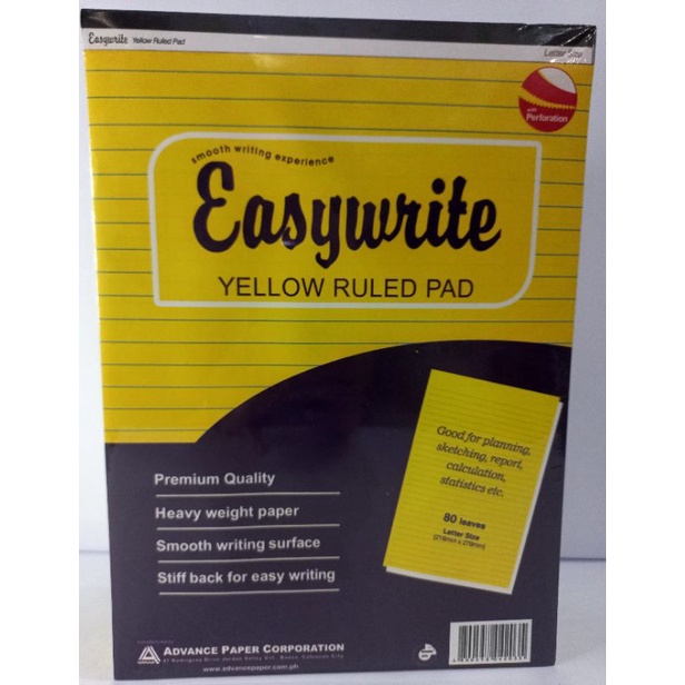 10 Pads Easywrite Yellow Ruled Pad 80 Leaves | Shopee Philippines