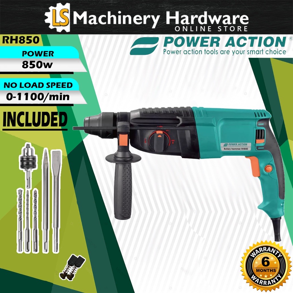 POWER ACTION 26mm 850Watt 3in1 Heavy Duty Rotary Hammer RH850 - as ...