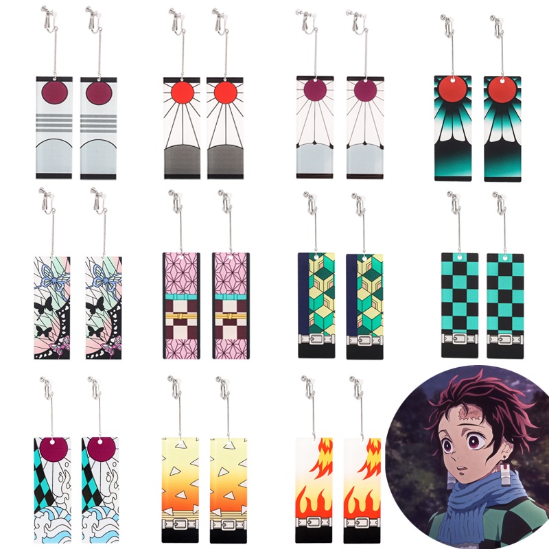 Anime Demon Slayer Earrings Tanjiro Kimetsu No Yaiba Acrylic Pendant ...