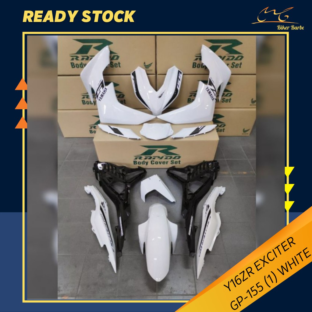 COVERSET/BODYSET YAMAHA Y16/Y16ZR EXCITER GP-155 (1) SET WHITE (STICKER ...
