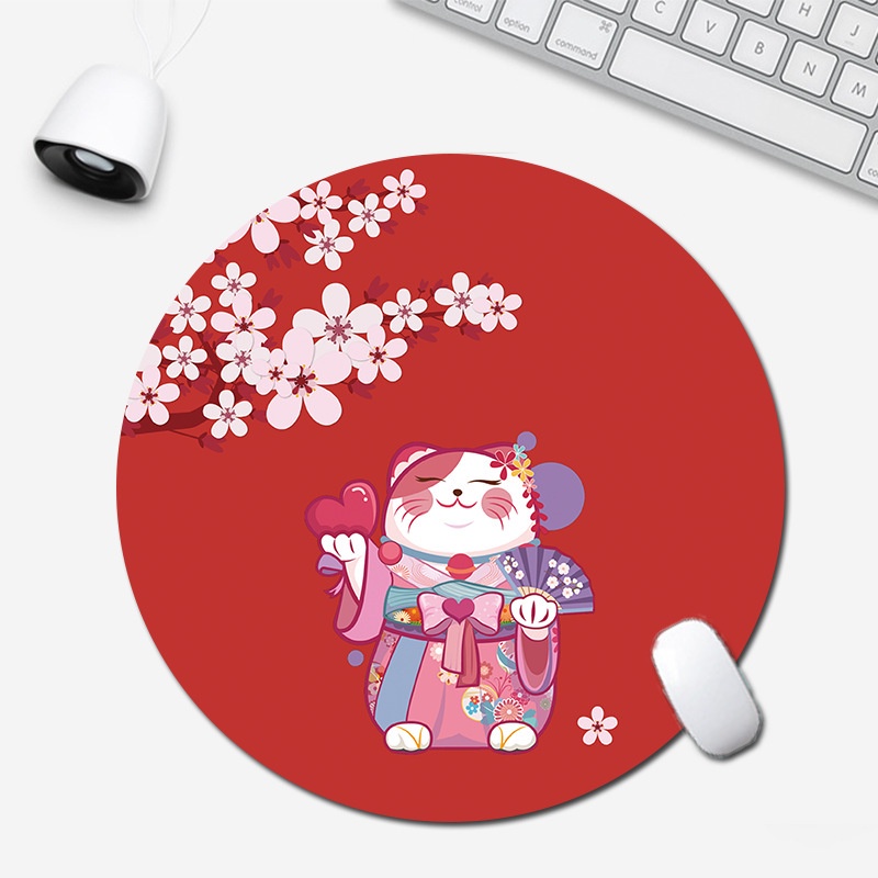 Circle mouse pad Cartoon Art Design Non-Slip Waterproof Rubber Base ...