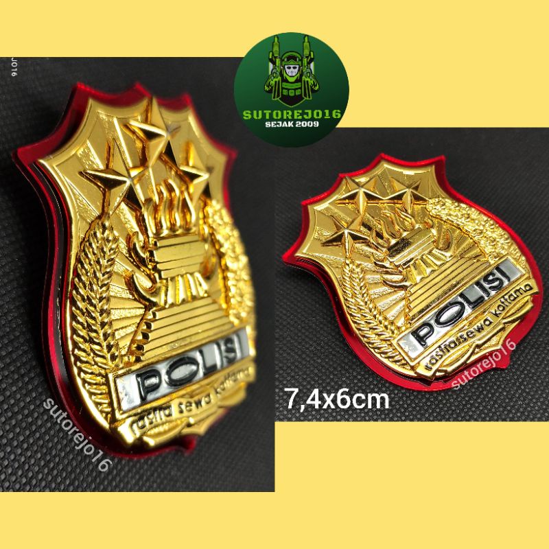 MERAH Large police badge authority red acrylic mirror background ...