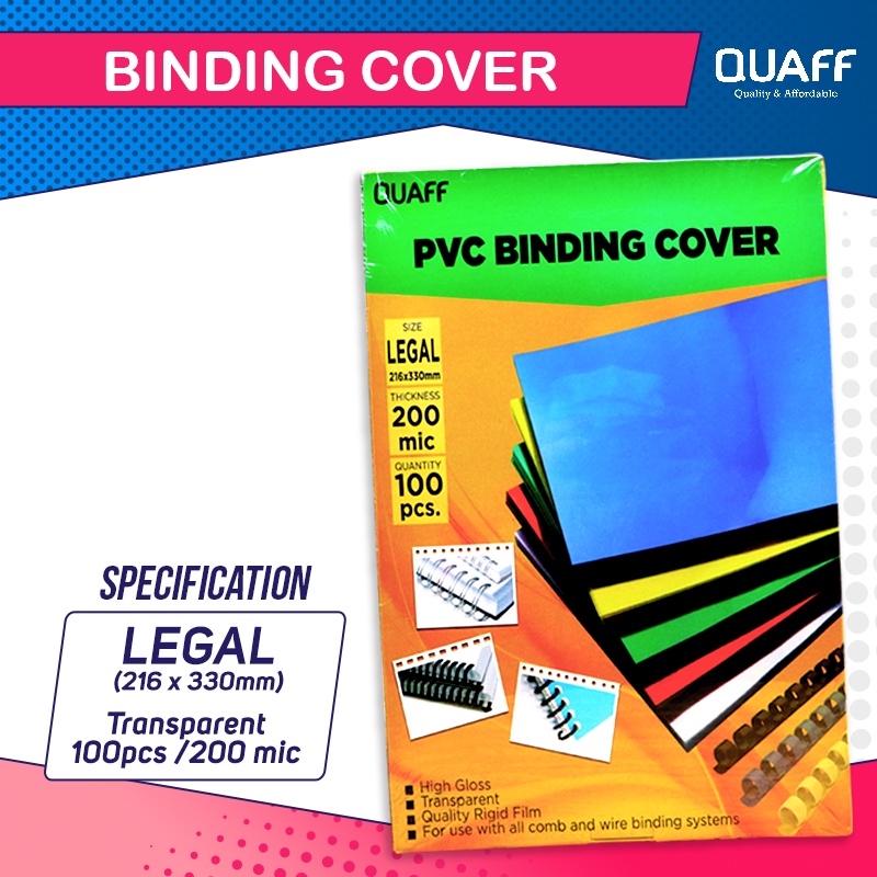 Short/A4/Long QUAFF PVC Binding Cover 200Micron (50pcs) - 250Micron ...