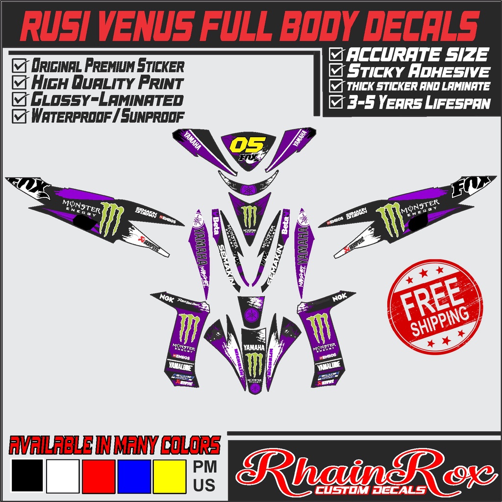 rusi venus full body decals printed laminated original sticker | Shopee ...