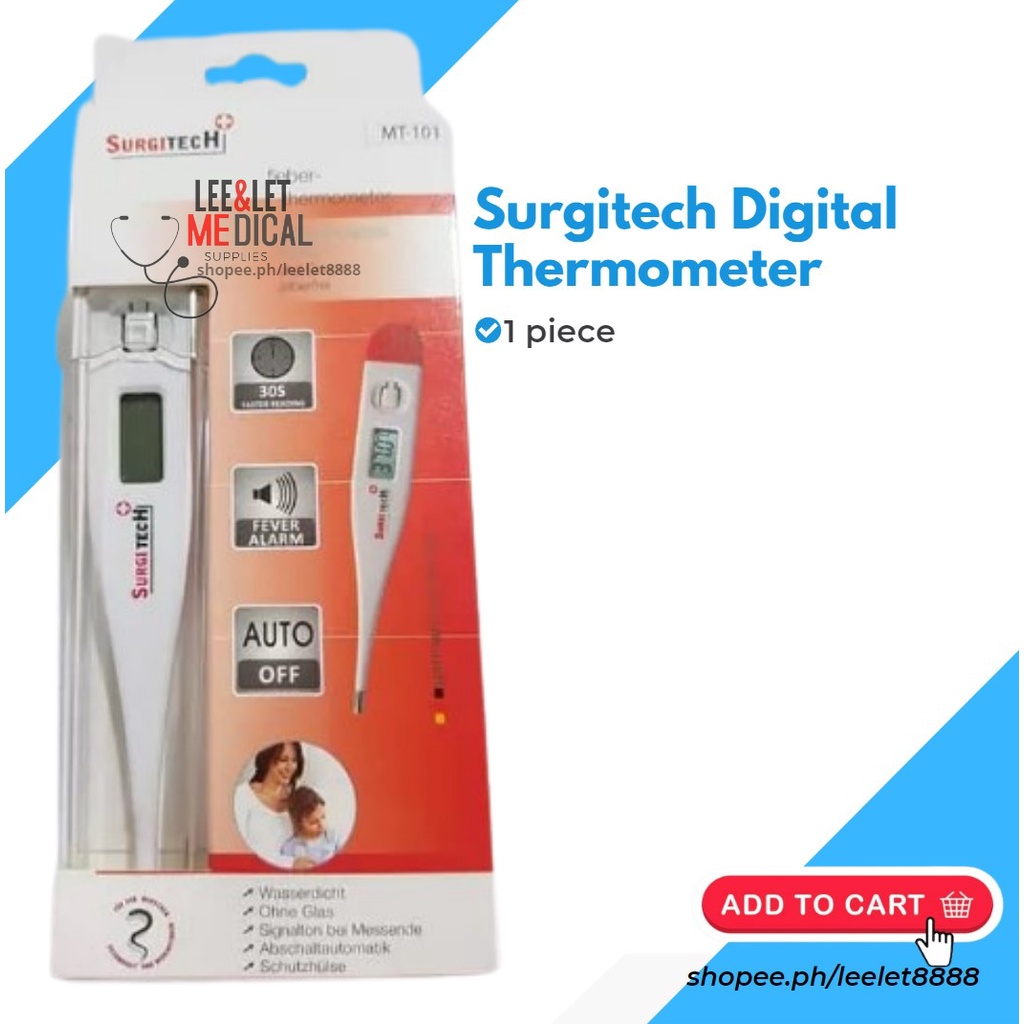 (L&L-J) Surgitech Digital Thermometer MT-101 with Clear Hard Case ...