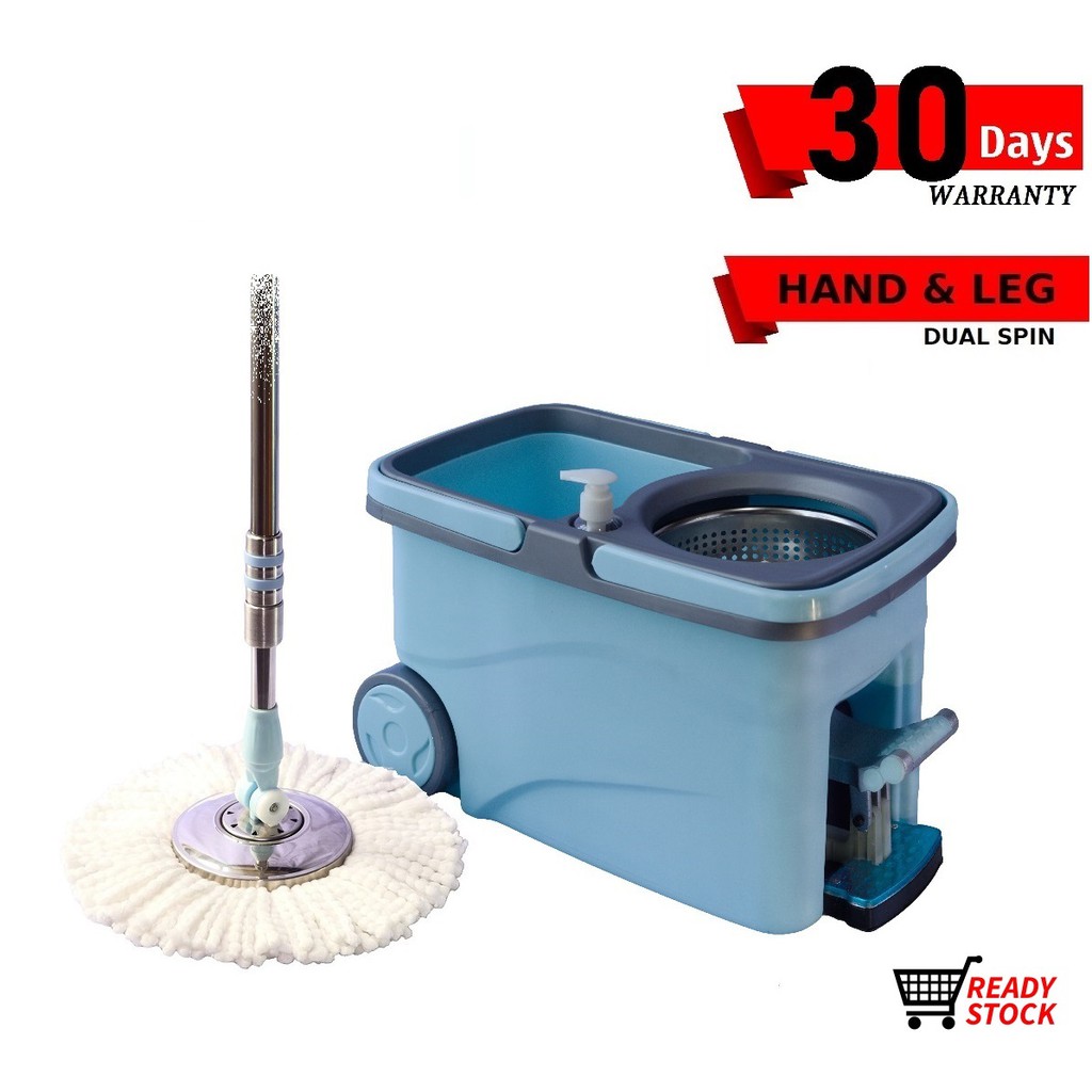 8.5L Big Pail Heavy Duty Spin Mop Floor Cleaner Mop Lantai Modern Viral ...