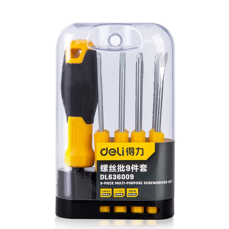 Deli Tools 9 Pcs Screwdriver Set Multi-Purpose Magnetic Slotted ...