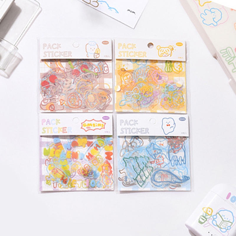 40 Pcs Cartoon Cute PET Sticker Package Handbook Waterproof Deco ...