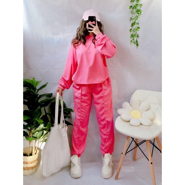 Winter plain coords set of longsleeves and jogger pants with side ...