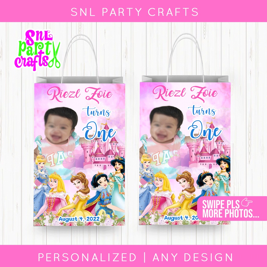 Disney Princess Loot bag Personalized Birthday Candy Bags Box | Shopee ...