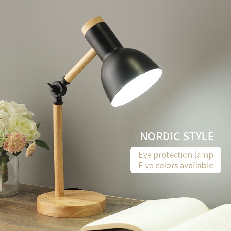 Wooden Lamp Night Stand Lamp Dimmable Study Table Lamp Edison Desk Lamp ...