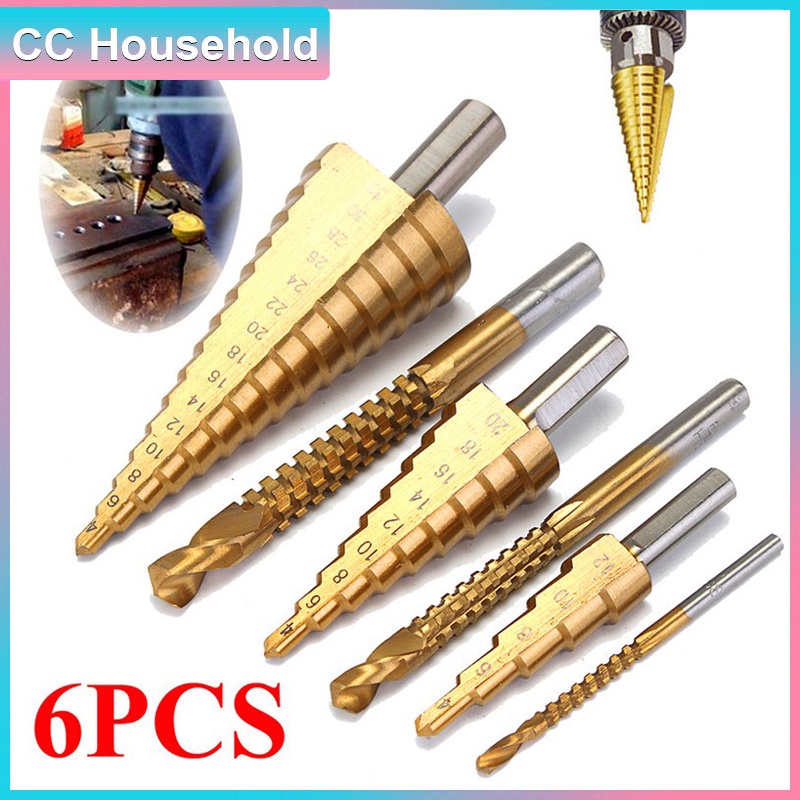 Titanium step Drill Bit Electric Wrench Compatible for Wood and Metal ...