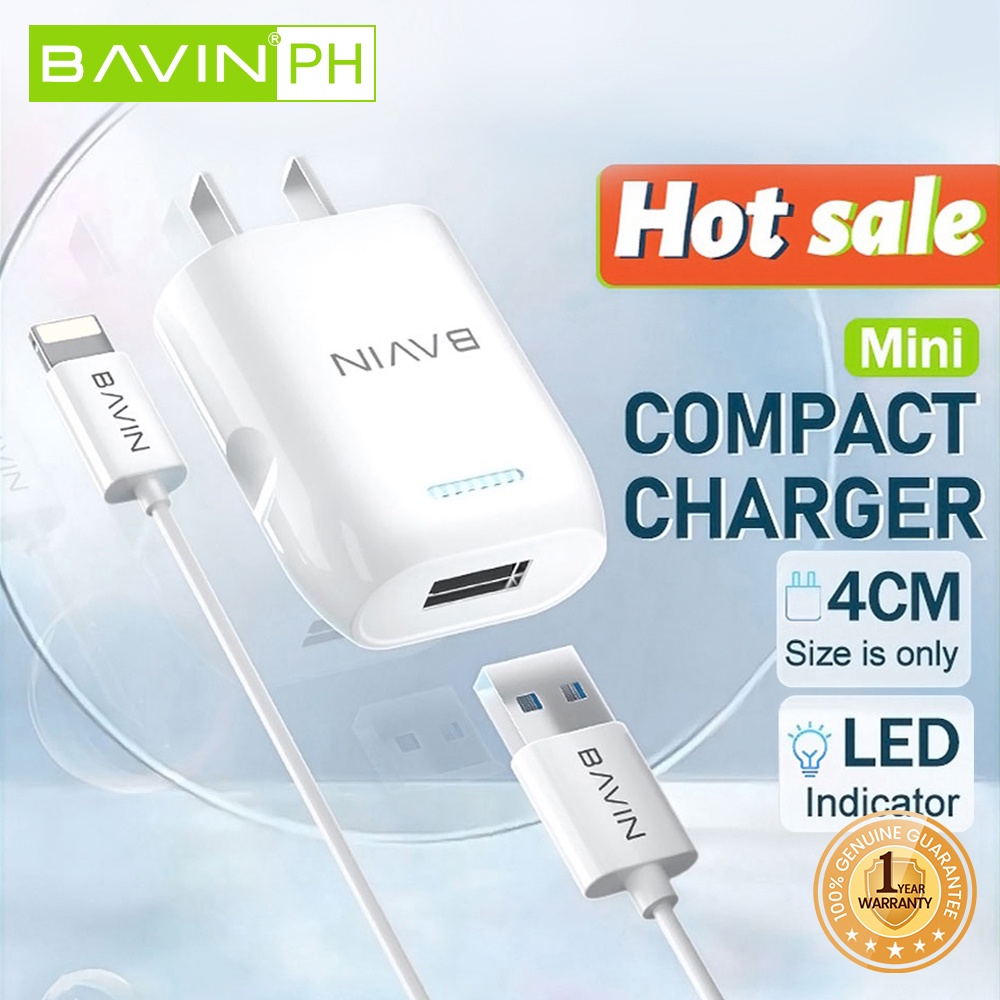 BAVIN PC752 Mini Wall Charger Overcharging Protection USB Cable Quick ...