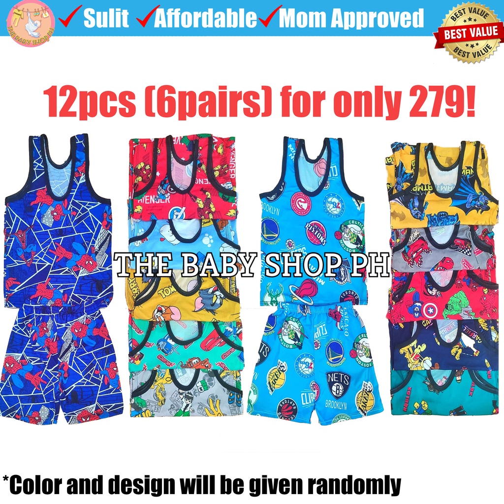 12pcs or 6 pairs Terno for Kids Boys Printed Character Sando Shorts ...