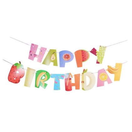 INS Dreamlike summer fruit theme happy birthday cardboard banner set ...