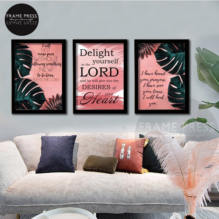 3 pcs set - Delight Yourself - Bible Verse - WALL DECOR FRAME - HOME ...