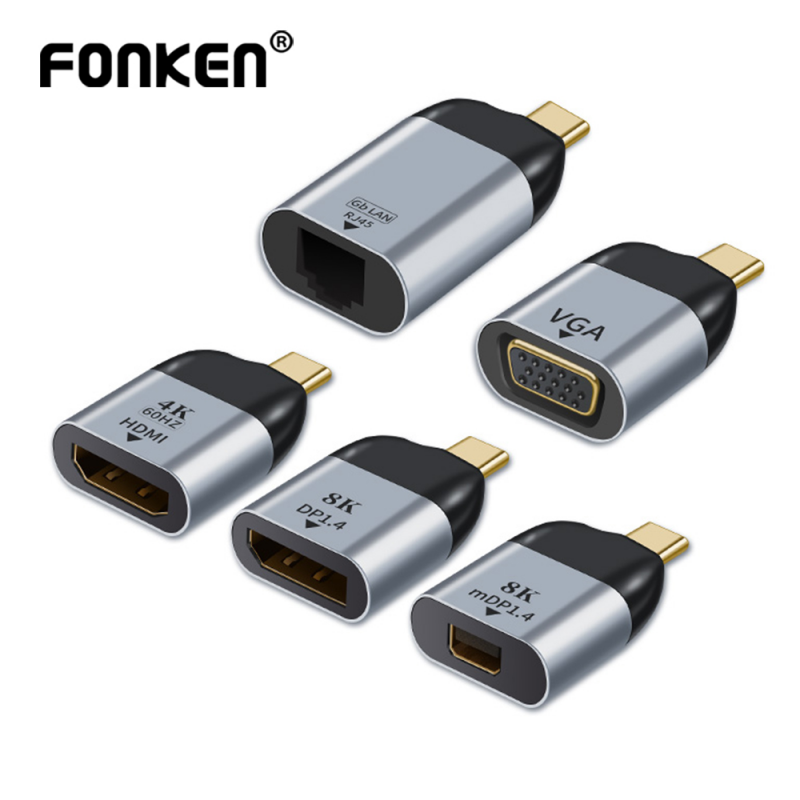 Fonken Converter Otg Micro Usb-C To Vga Type C Hdmi Cable Video Adapter ...