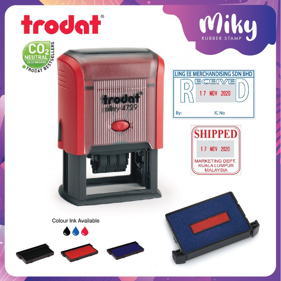 Trodat Self-inked Square Date Stamp 4727/ 4729/ 4724/ 4750/ 43132. Refill Ink Pad Hight Quality ...