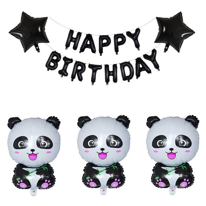 (Spot) 28 Inch Cartoon Panda Aluminum Foil Balloon Set Children's ...