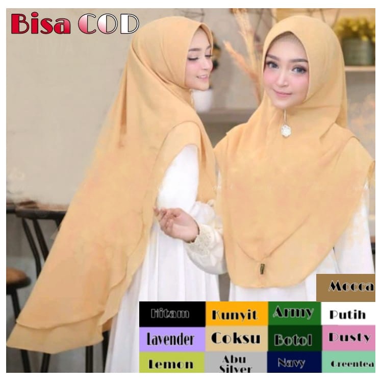 Livia Hijab 2 Layer Syari/Hijab Khimar Hijab 2 Layer Hijab/ Hijab ...