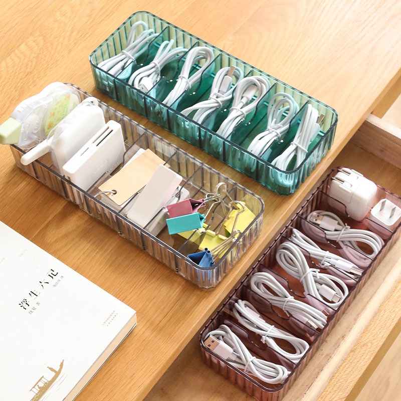 Dailyhome Acrylic Data Cable Storage Box Desktop Phone Charger USB ...