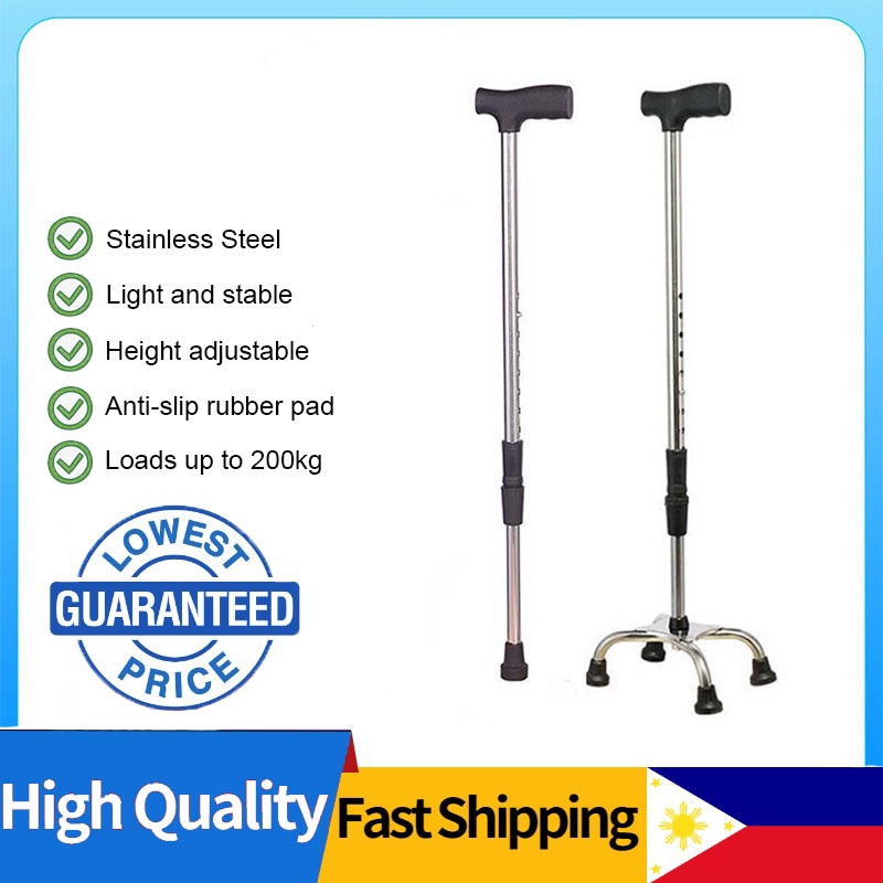 [Milicc]Quad Cane For The Elderly Stainless Steel Cane Folding Cane ...