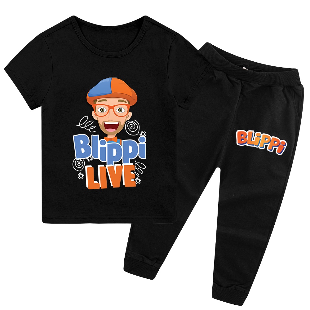 Blippi summer new 3-15Y kids shirt suits boys and girls cartoon short ...