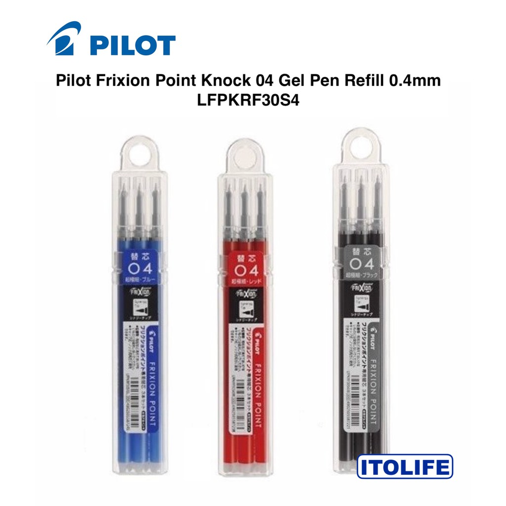 Pilot Frixion Point Knock 04 Gel Pen Refill 0.4mm LFPKRF30S4- 1 pack ...