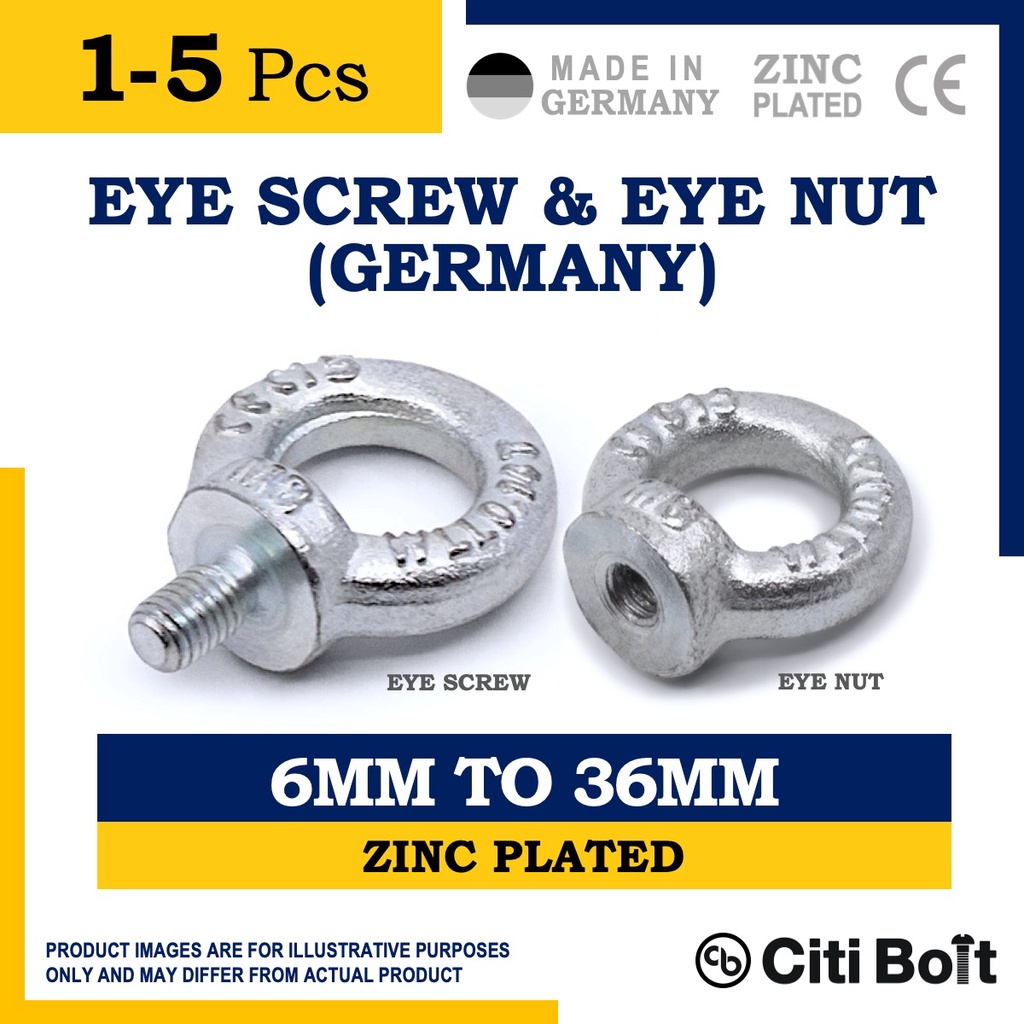 1-5pc Lifting Eye Screw & Eye Nut Zinc Plated ( M6 M8 M10 M12 M16 M20 ...
