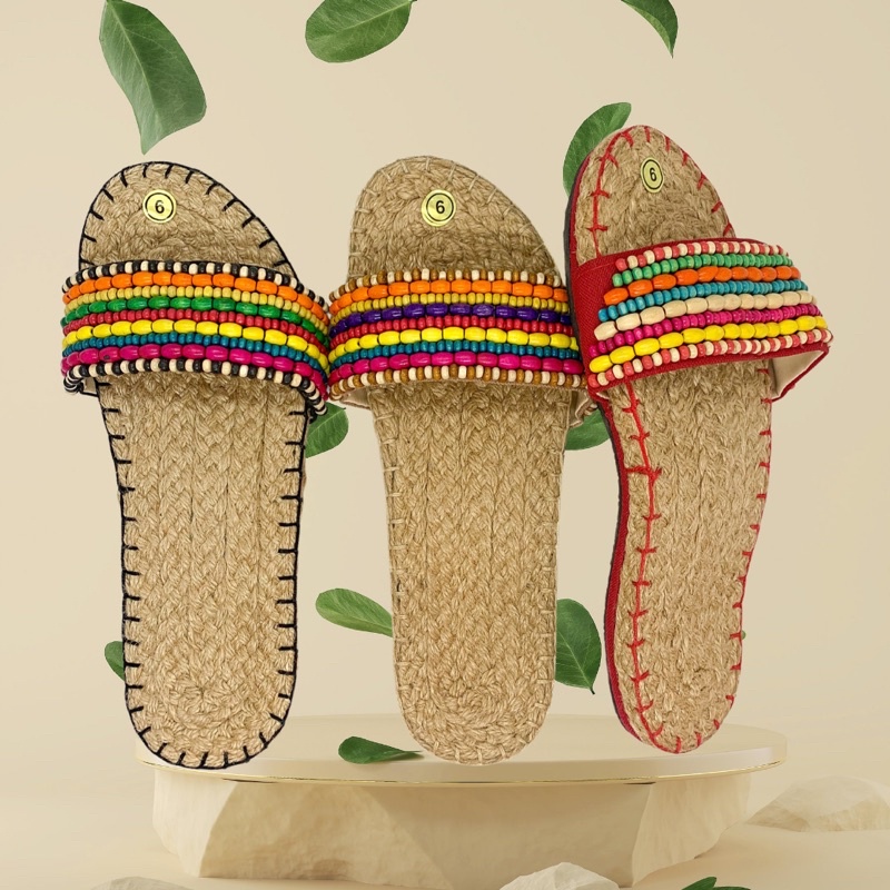OLINA beaded single strap abaca slippers | Liliw-made sandals | Shopee ...
