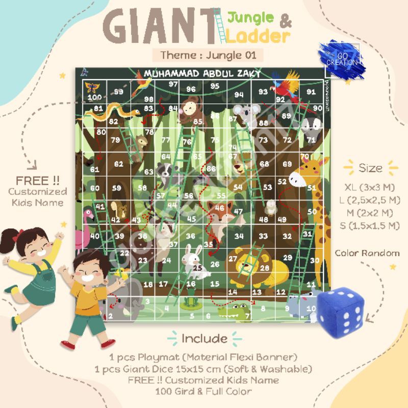 Jumbo Snakes and Ladders Playmat Jungle 01 Size XL dan L | Shopee Philippines