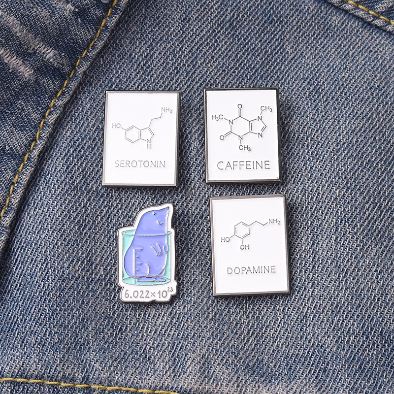 Dopamine Serotonin Enamel Pins Molecular Structure Brooches for Doctor ...