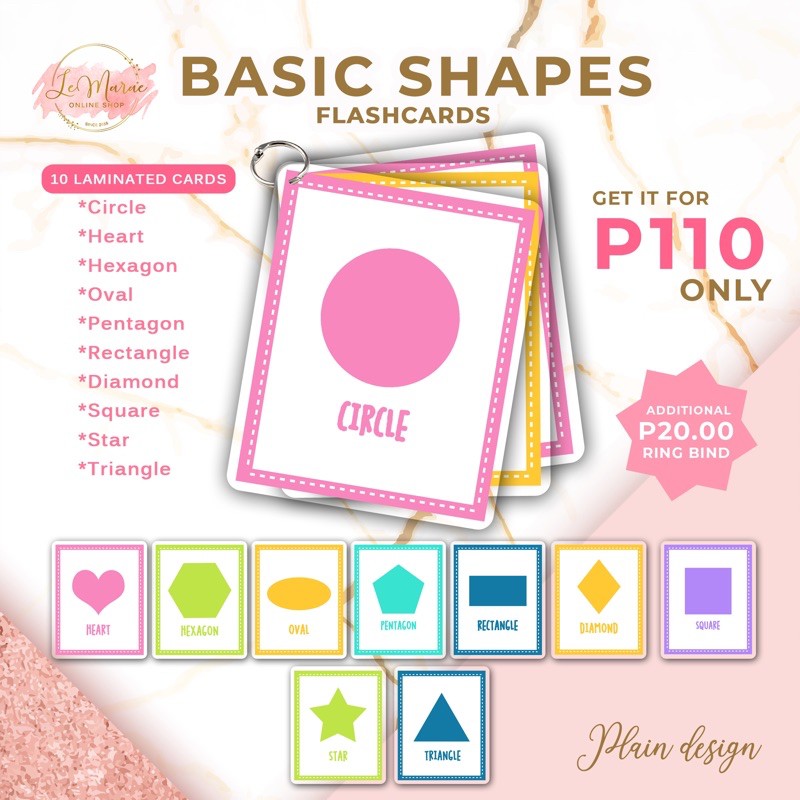 BASIC SHAPES Flash Cards Laminated Flashcards Interactive Educational ...
