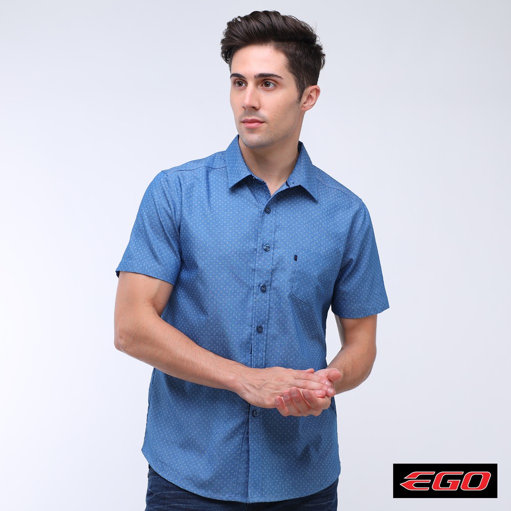 Ego Woven Polo Short Sleeves Relax Fit EMT04-0747 (Med.Blue) | Shopee ...