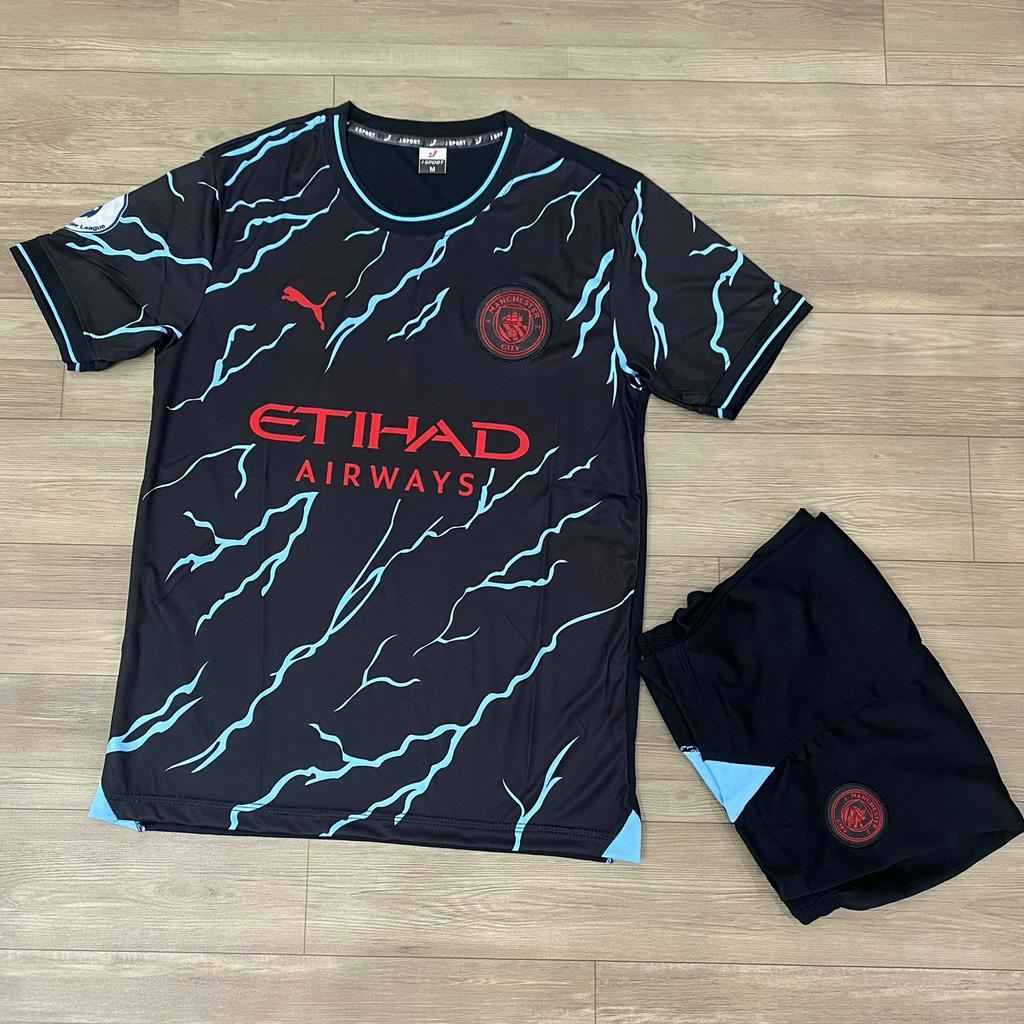 Man City 2024 JP-FLG Black Turquoise Away Kit | Shopee Philippines