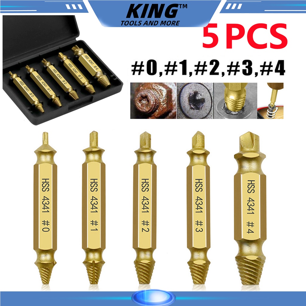 5pcs Bolt Extractor Double Side Damaged Screw Remover Take Broken Screw ...