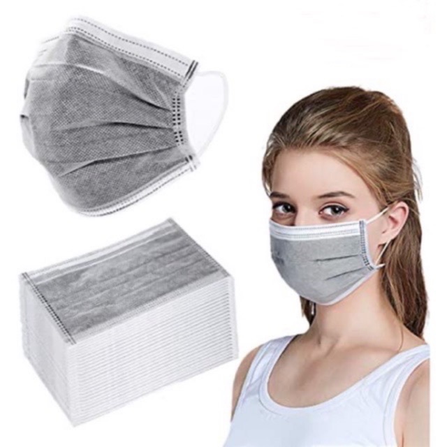 4 ply Activated Carbon Disposable Face Mask Black and Gray Color ...