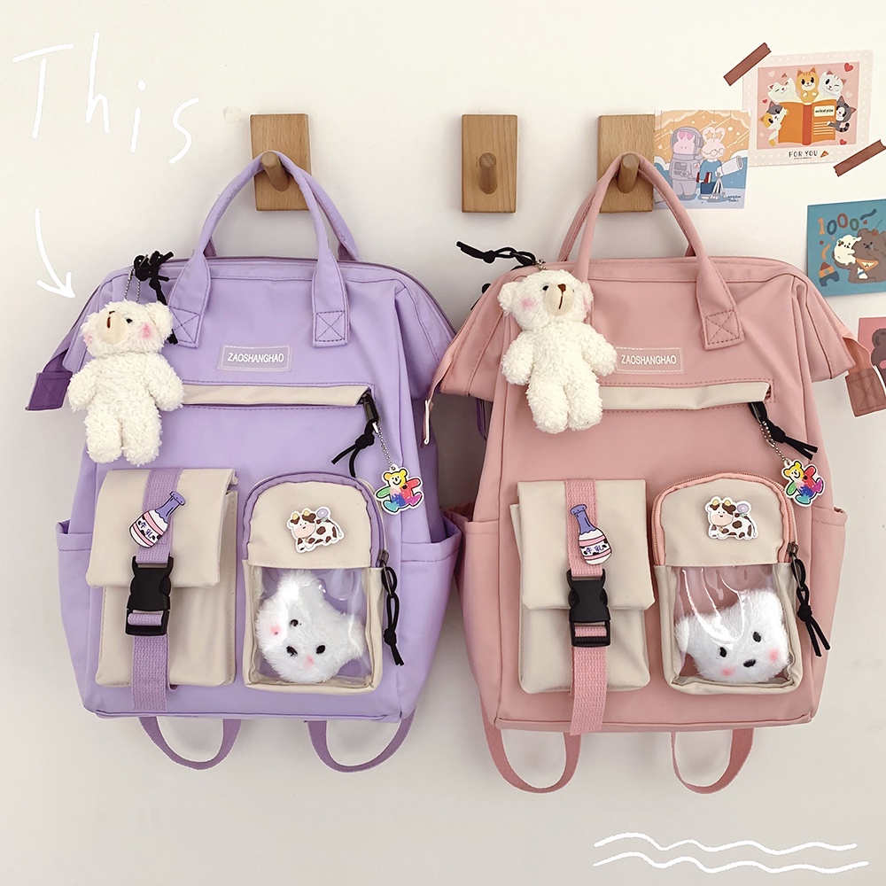 Waterproof Candy Colors Women Backpacks High School Bags for Teenage ...