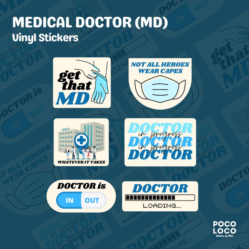 Medical Doctor (MD) - 6pcs. Waterproof Vinyl Sticker Pack (pocoloco.ph ...
