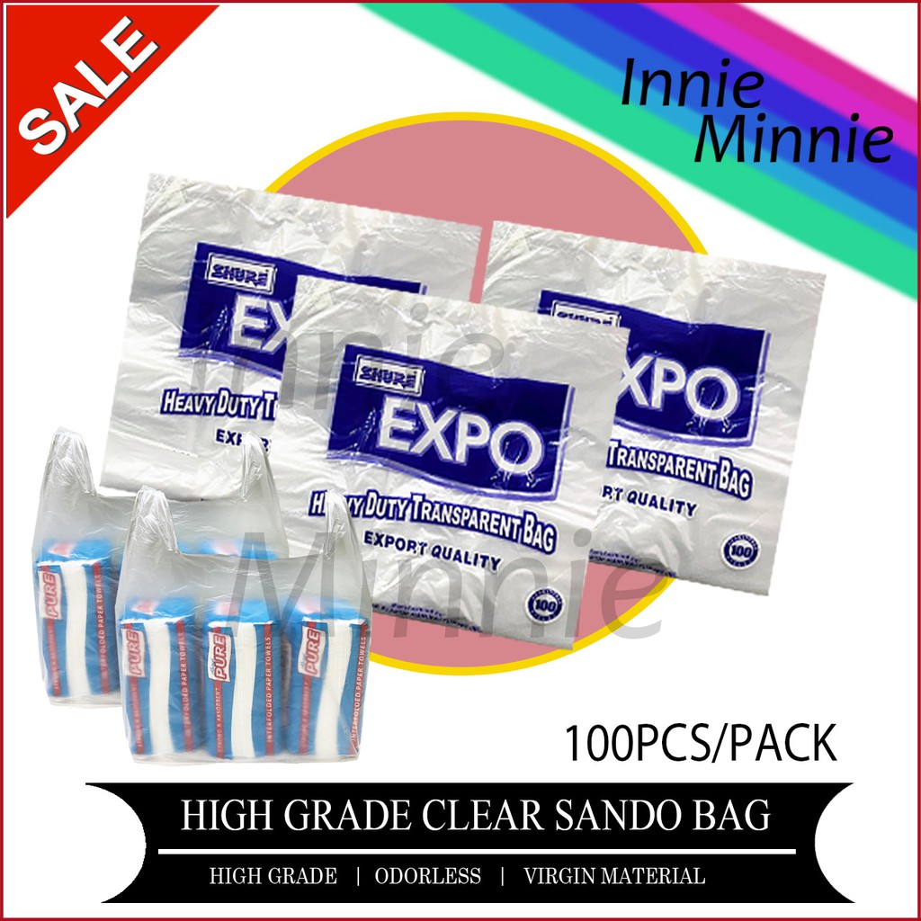 [100pcs] EXPO Sando Bag Transparent/Clear Mini Small Medium Large ...