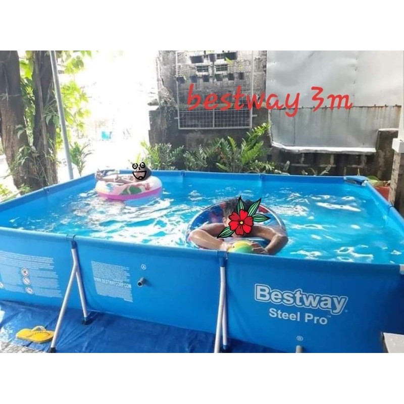 BESTWAY STEEL PRO 3 METERS POOL with FREEBIES! | Shopee Philippines