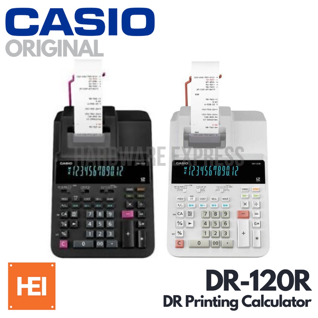 CASIO Next-Generation DR Printing Calculator DR-120R (WHITE / BLACK ...