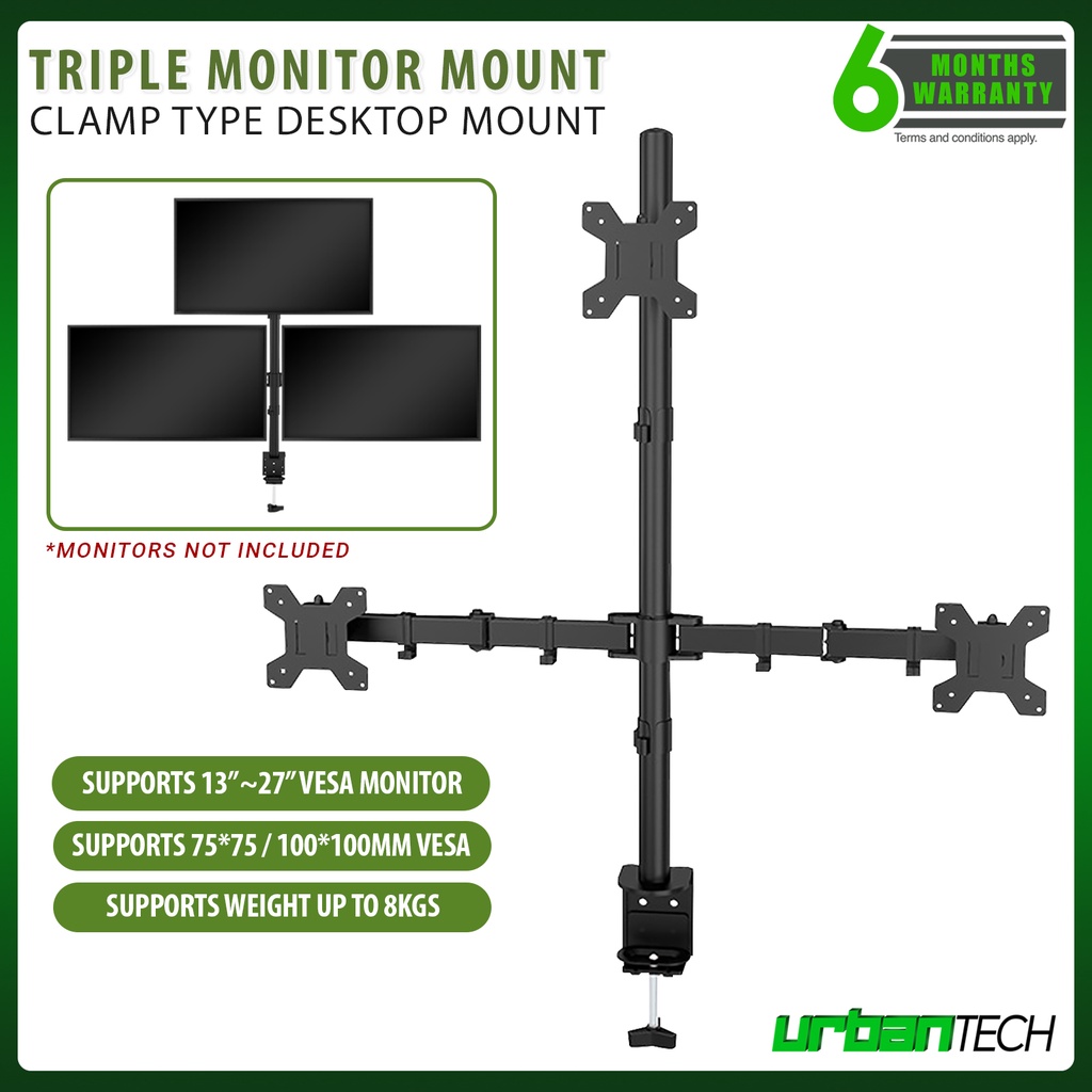 Clamp Type Three Monitor Setup Holder Desktop Mount for VESA Triple ...