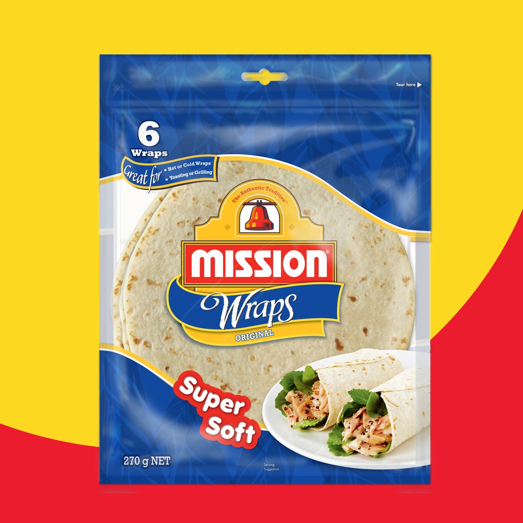 Mission Super Soft Wrap *Original Hot & Cold Tortilla Wraps* 270g 6 ...
